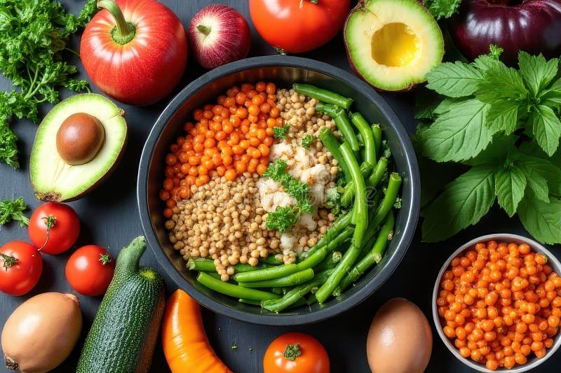 Vegan Healthy Food Options stock illustration. Illustration of ...