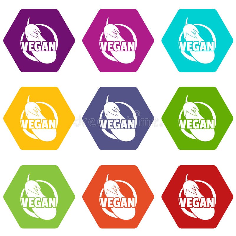 Vegan icons set 9 vector stock vector. Illustration of letters - 117838817