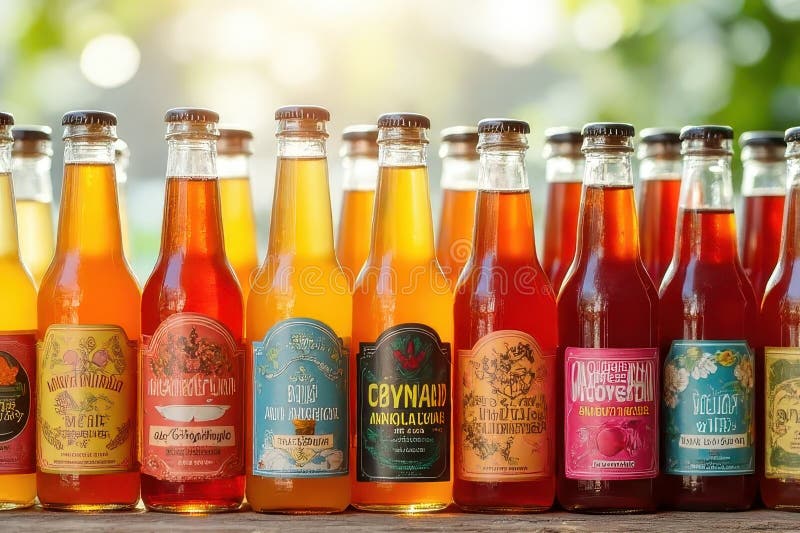 Vegan Kombucha Drinks Display Stock Illustration - Illustration of ...