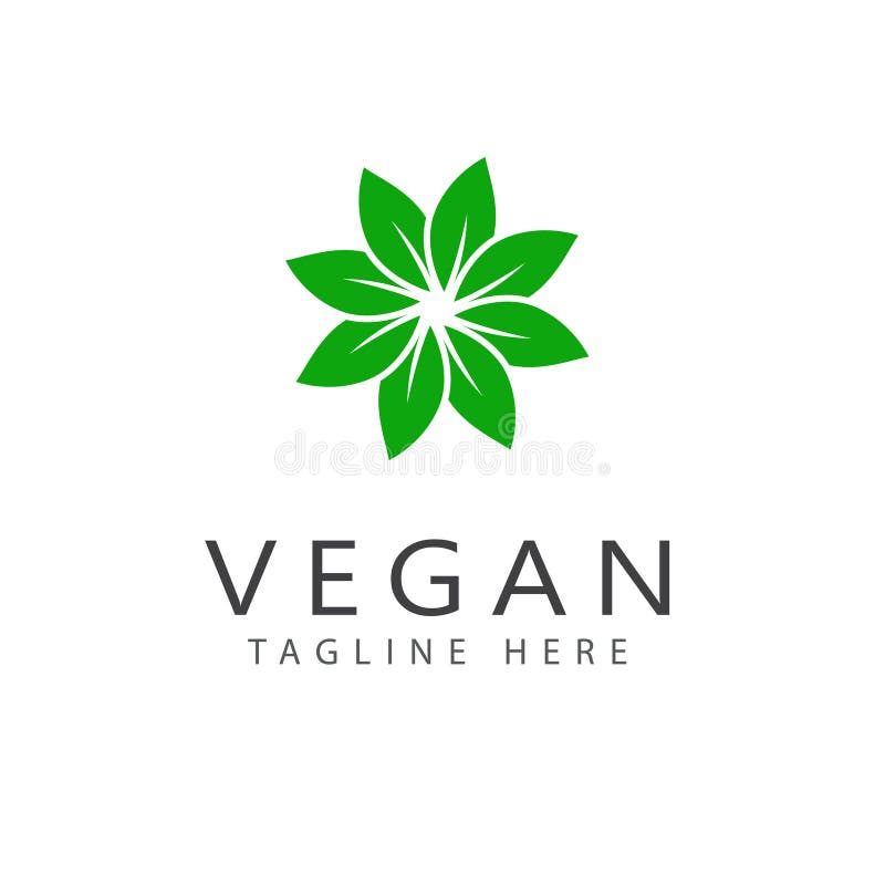 Vegan Logo Vector Template Symbol Design Stock Vector - Illustration of ...