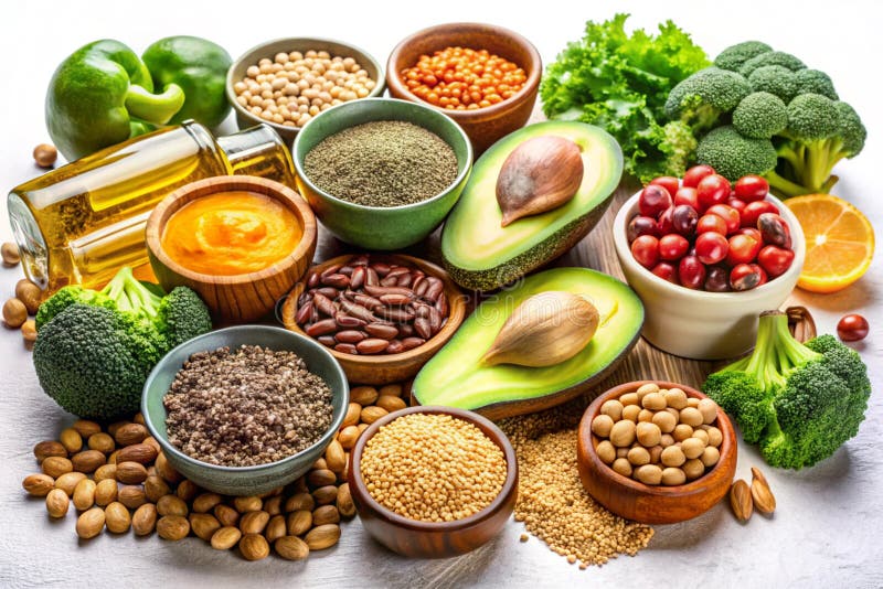 Vegan Omega-3 Sources stock illustration. Illustration of health ...