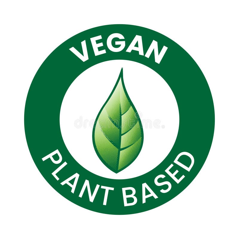 Vegan Plant Based Round Icon with an Engraved Green Leaf Stock Vector ...