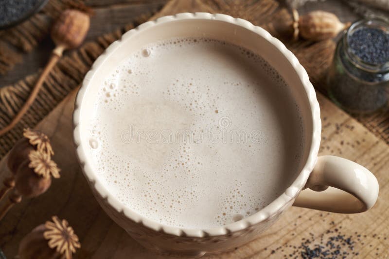 Vegan Poppy Seed Milk in a Ceramic Cup Stock Photo - Image of table ...