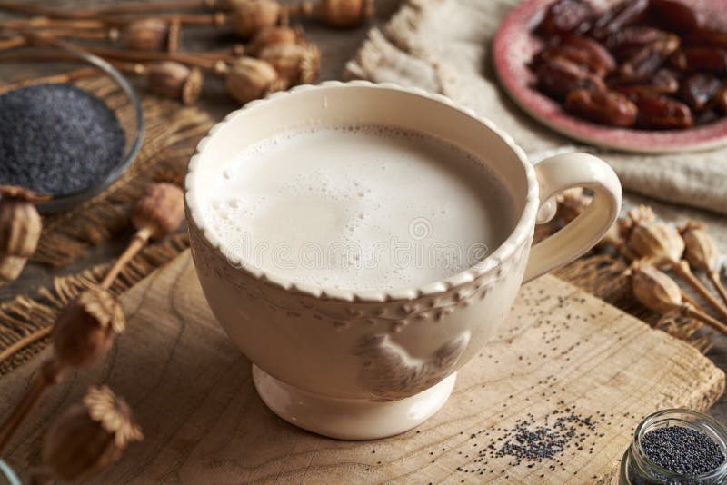 Vegan Poppy Seed Milk in a Cup on a Table Stock Photo - Image of diet ...