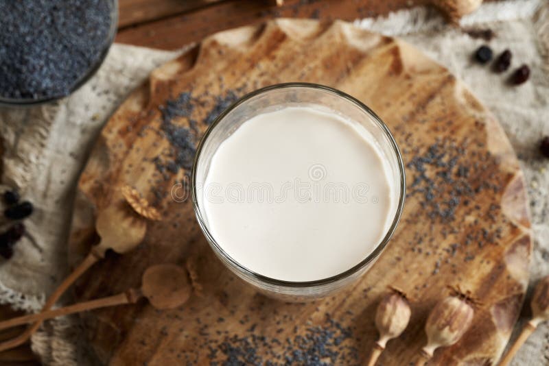 Vegan Poppy Seed Milk in a Glass, Top View Stock Image - Image of ...