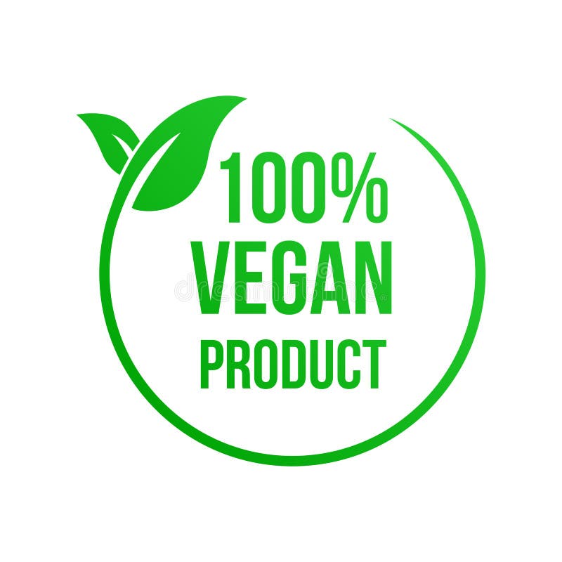 100 Vegan Product, Green Leaf Label Stock Vector - Illustration of ...
