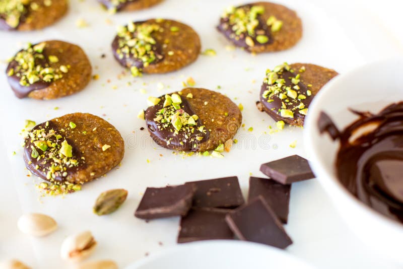 Vegan and Raw Pistachio Cookies on White Table Stock Photo - Image of ...