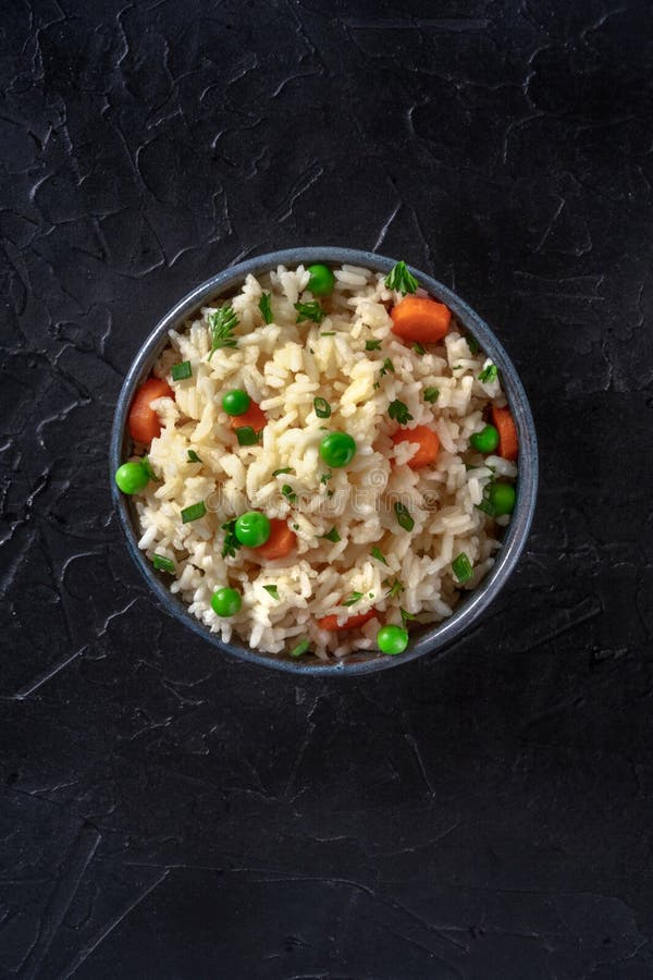 Vegan Rice, Top Shot on a Dark Black Background Stock Image - Image of ...