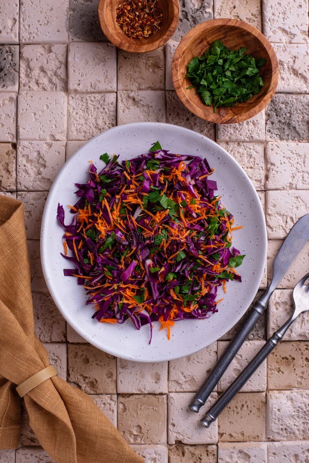 Vegan Salad from Red Cabbage Stock Image - Image of nutrition ...