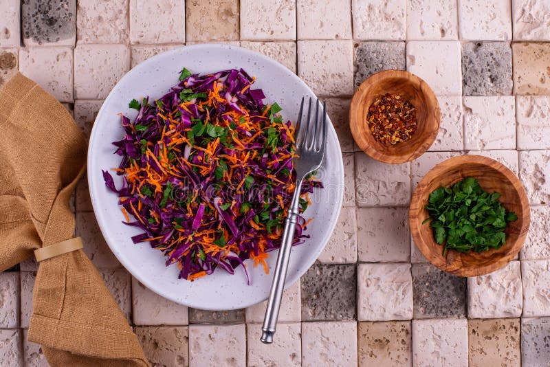 Vegan Salad from Red Cabbage Stock Photo - Image of nutrition, slice ...