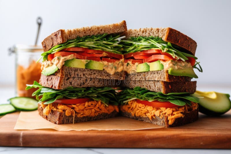 Vegan Sandwich with Plant-based Deli Slices Stock Image - Image of ...
