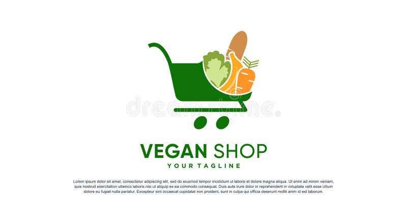Vegan Shop Logo with Creative Element Concept Premium Vector Stock ...