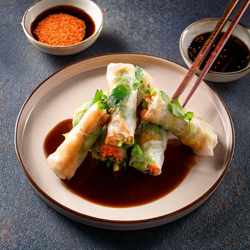 Vegan Spring Rolls, AI Generated Stock Illustration - Illustration of ...
