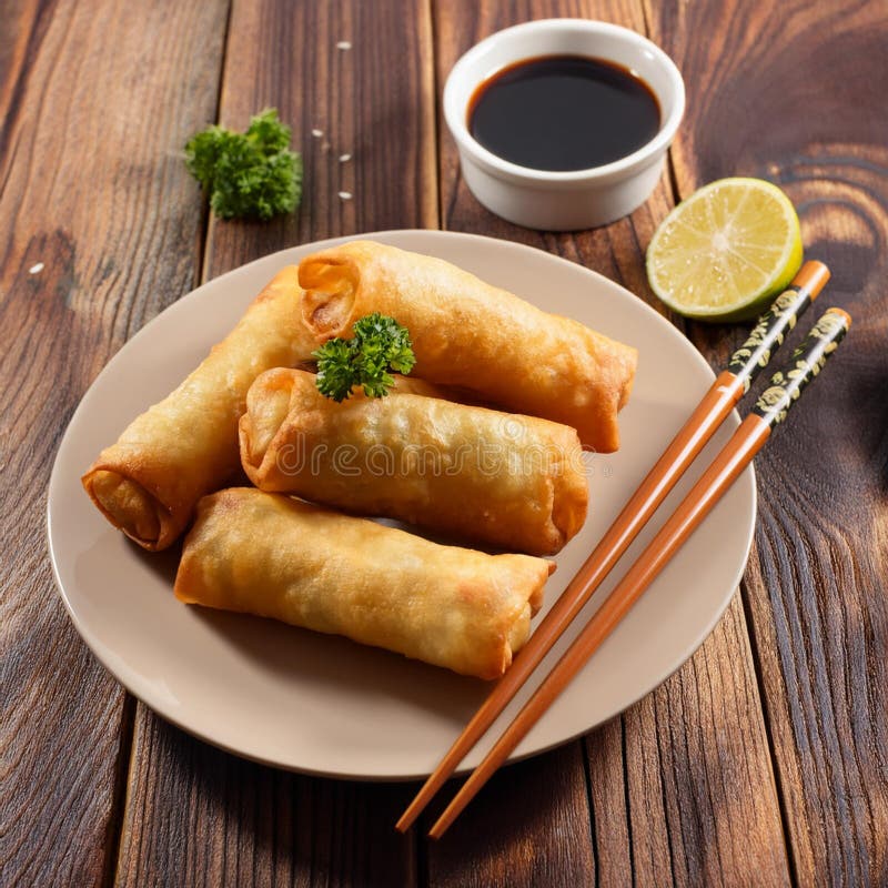 Vegan Spring Rolls, AI Generated Stock Illustration - Illustration of ...