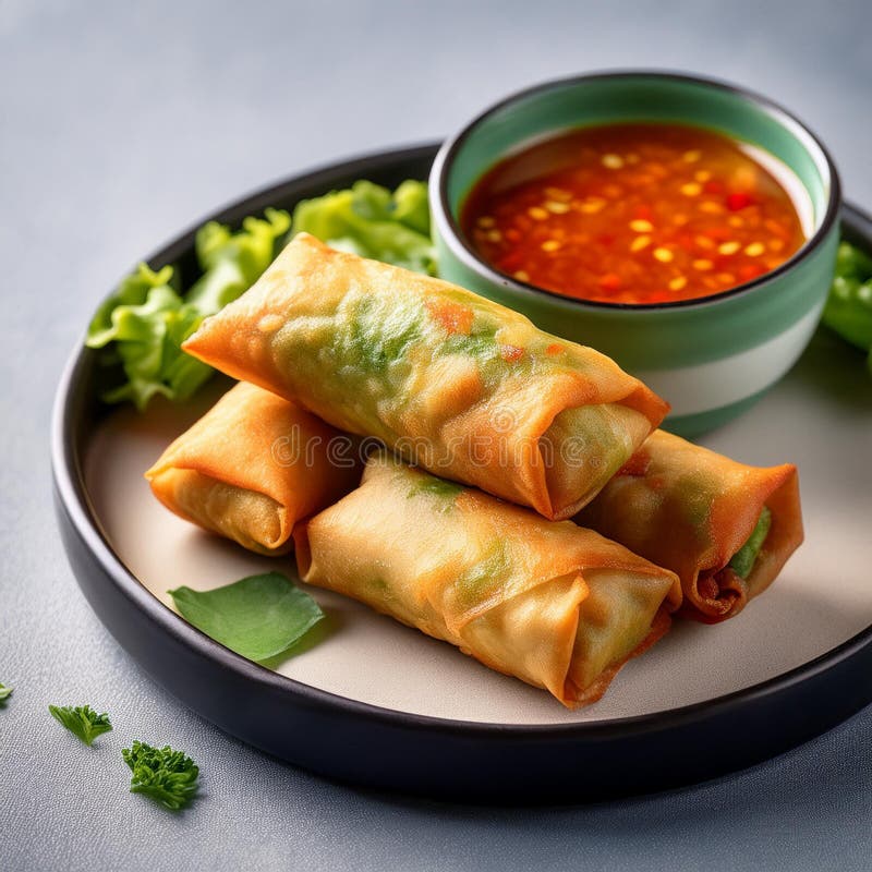 Vegan Spring Rolls, AI Generated Stock Illustration - Illustration of ...