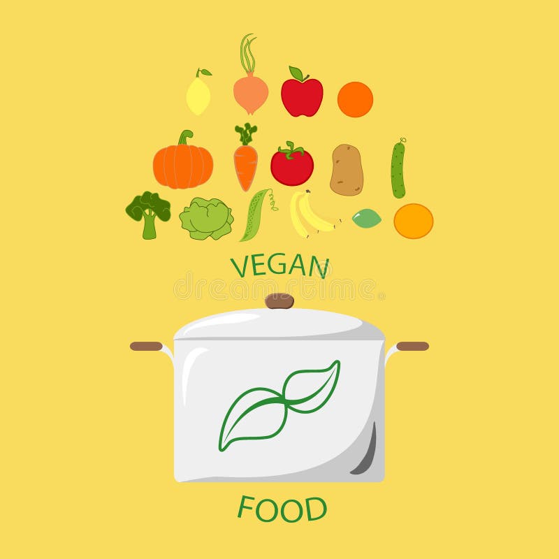 Vegan, Vegetarian Menu Icon Vegetable and Fruits Vector Design Stock ...