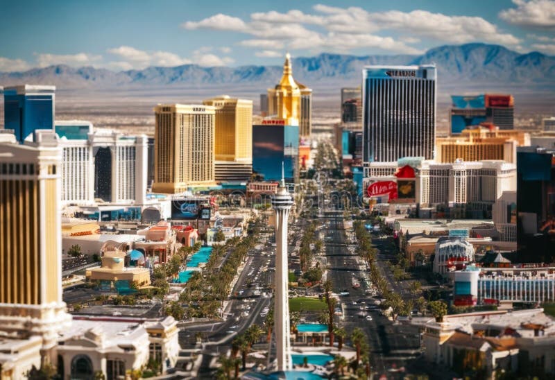 Vegas Las Panoramic View Strip Day Sunny Stock Illustration ...