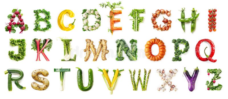Vegetable Alphabet Isolated Stock Illustration - Illustration of ...