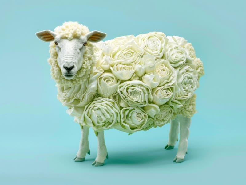 Vegetable Art Sheep Sculpture with Cabbage and Broccoli. Generative Ai ...