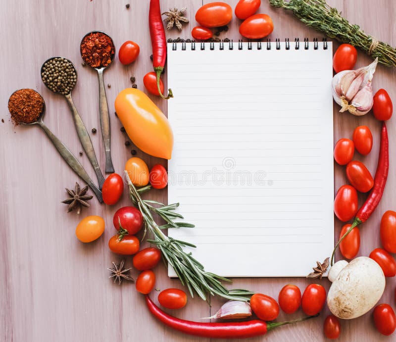 Vegetable Background with a Recipe Book Copy Space Stock Image - Image ...