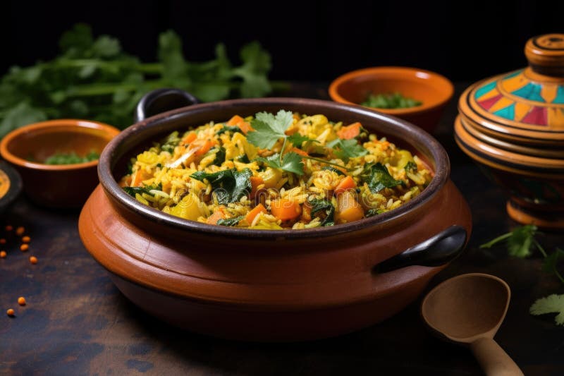 Vegetable Biryani Served in a Large Clay Pot Stock Photo - Image of ...