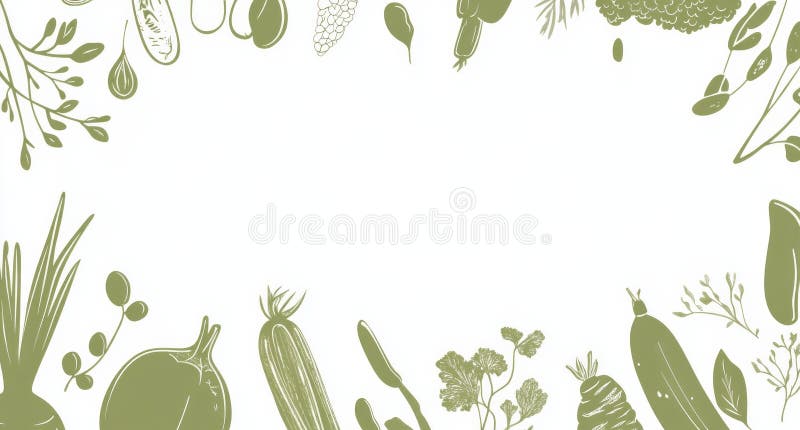 Vegetable Border Design with Green Garden Produce Illustrations Stock ...
