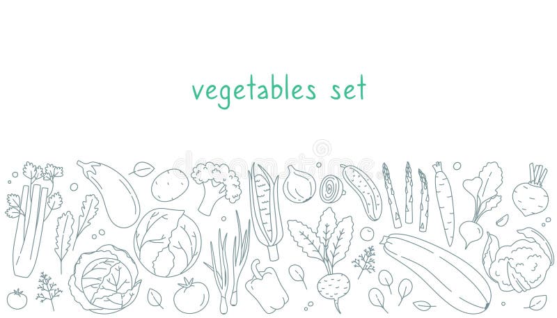 Vegetable Border, a Horizontal Template for Your Design. Icons of ...