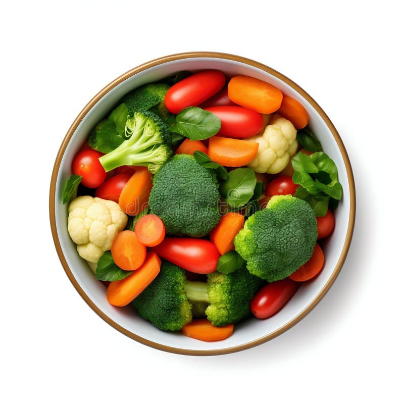 Vegetable Bowl Top View Isolated on White Background. Generative Ai ...