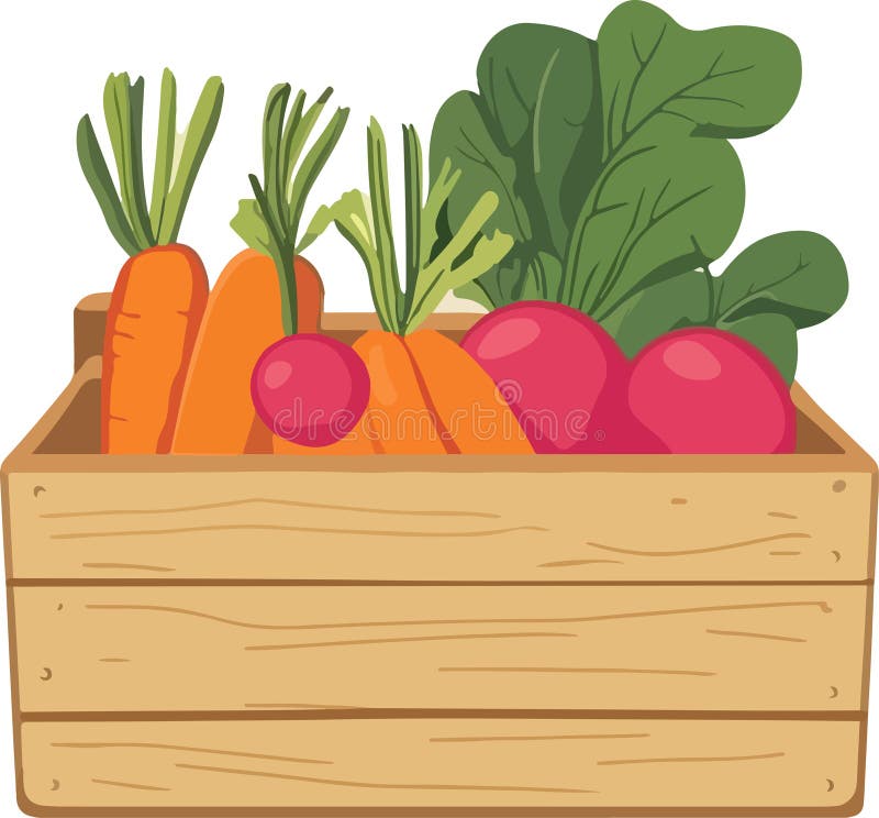 Vegetable Box for Organic and Farm Design Stock Vector - Illustration ...
