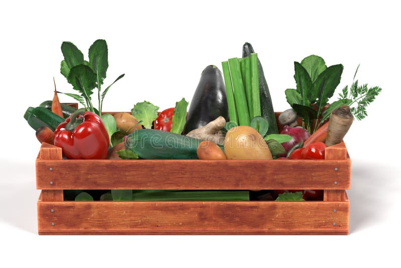 Vegetable in box stock illustration. Illustration of render - 92103689