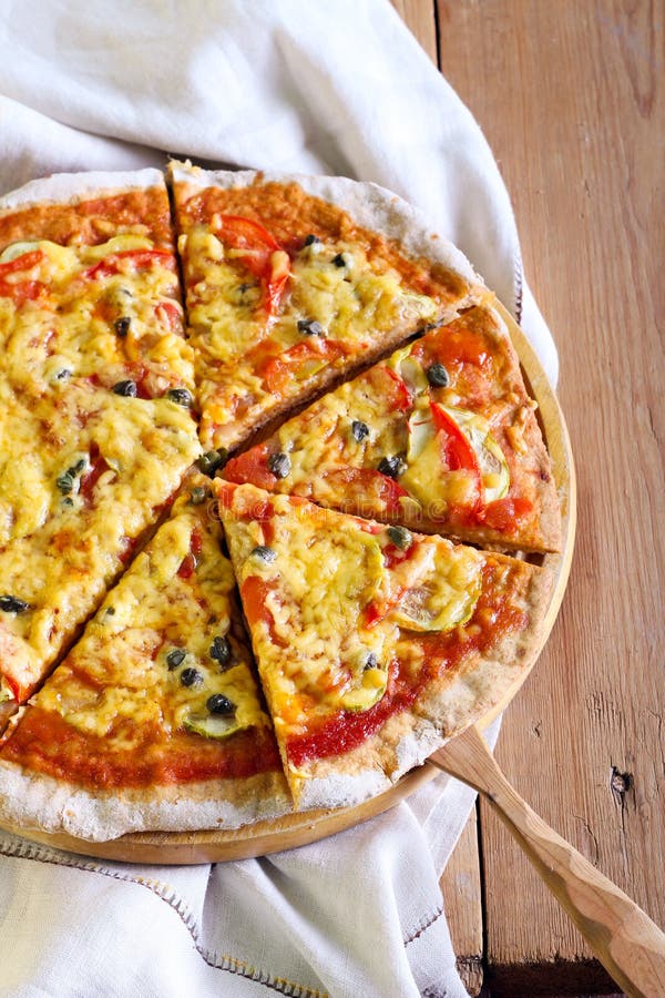 Vegetable and capers pizza stock photo. Image of dinner - 34799564