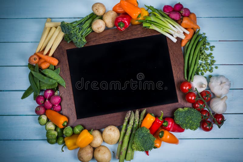 Vegetable with chalk board stock image. Image of diet - 47207105