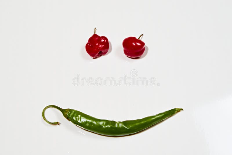 Vegetable Chilli, Chile Face on White Backgroung Stock Image - Image of ...