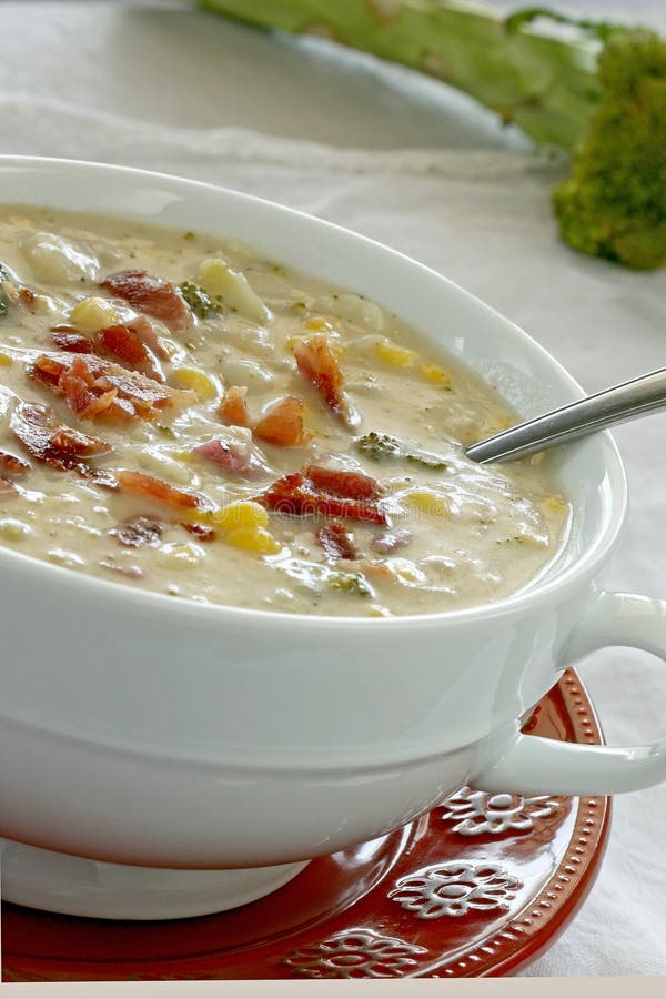 Vegetable Chowder stock image. Image of food, bacon, lunch - 20239935