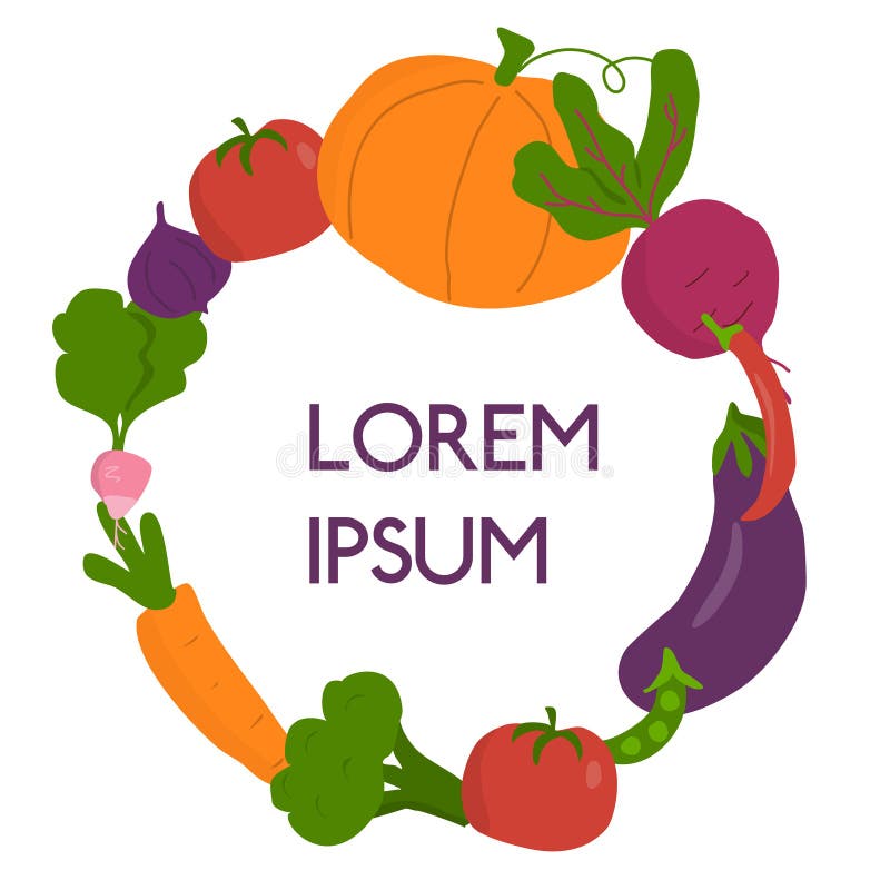 Vegetable Circle Frame for Text. Illustration for Stickers, Covers ...