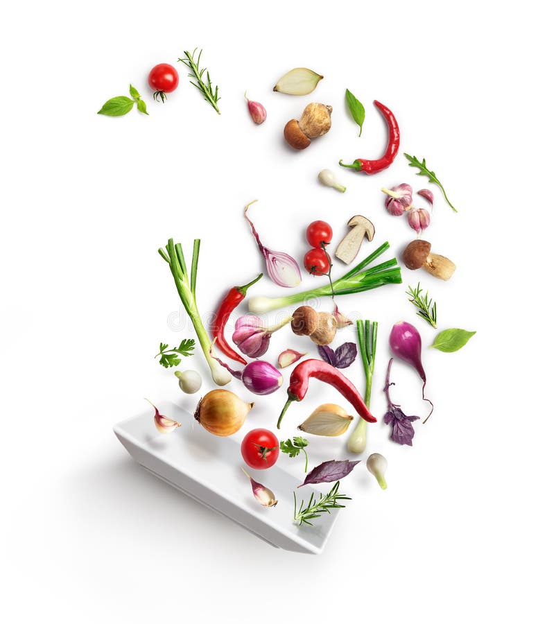 Flying Vegetables - Salad Ingredients. Stock Photo - Image of green ...