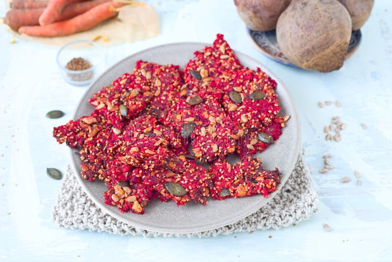 Beetroot crackers stock image. Image of vegan, seeds - 214276825
