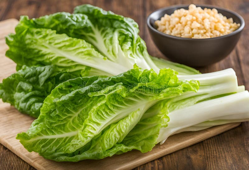 Crisp Romaine Lettuce Placed on a Cutting Board Stock Illustration ...