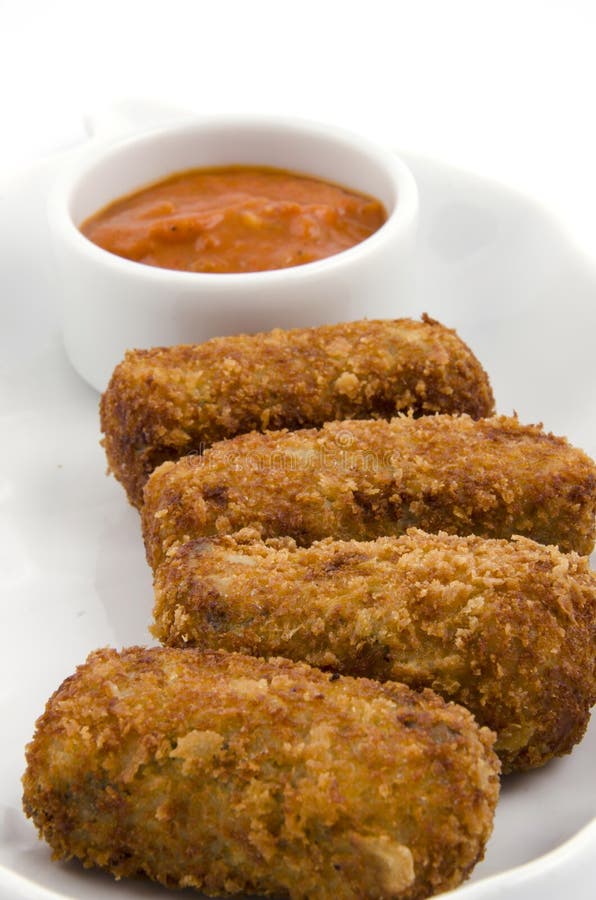 Vegetable Croquettes in White Plate on White Background Stock Image ...