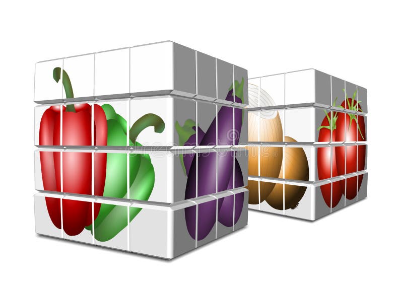 Vegetable cubes stock illustration. Illustration of market - 34351357