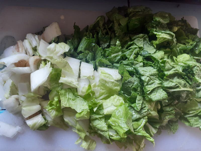 Vegetable Cutting Process. Chinese Cabbage Stock Photo - Image of ...