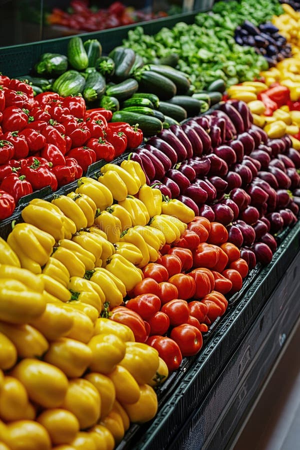 Vegetable display case stock image. Image of generated - 374985391