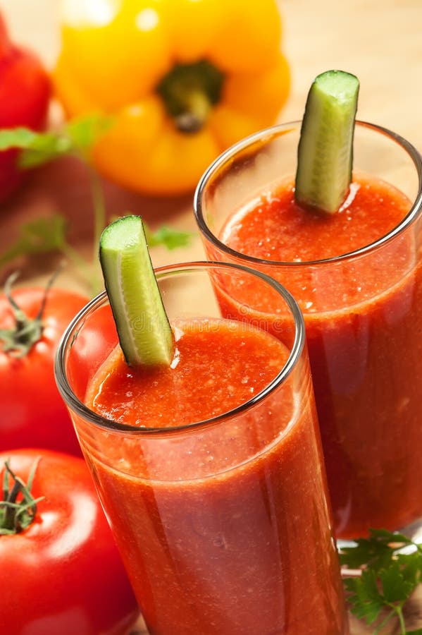 Glasses with Fresh Vegetable Juices in the Garden. Detox Diet Stock ...