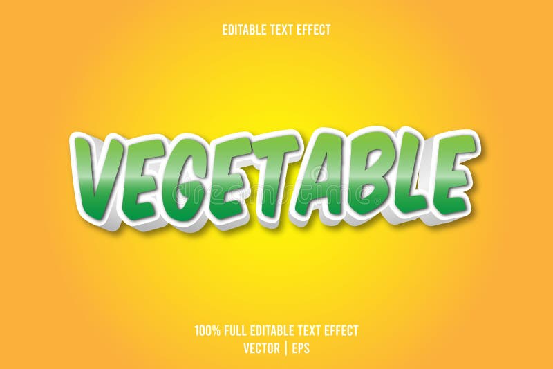 Vegetable Editable Text Effect 3 Dimension Emboss Cartoon Style Stock ...