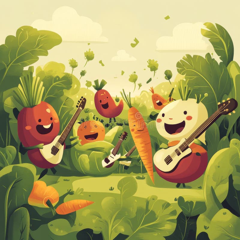 Vegetable Figures Performing with Musical Instruments As a Group Stock ...