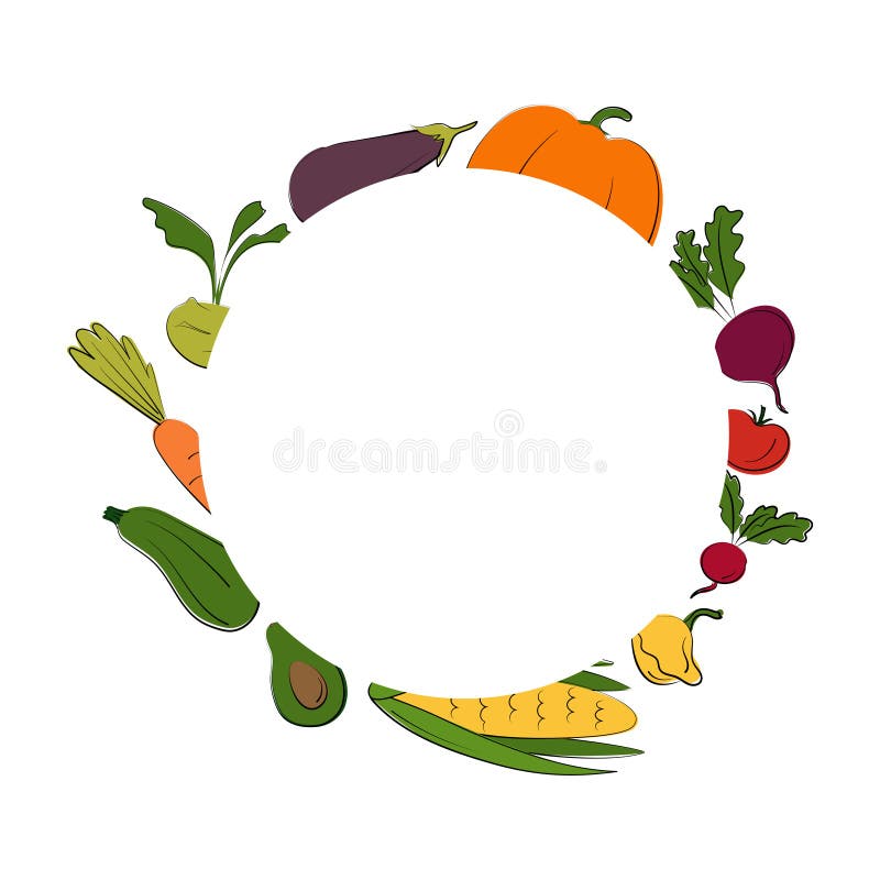 Vegetable Frame Set. Vector Flat Illustration Stock Vector ...