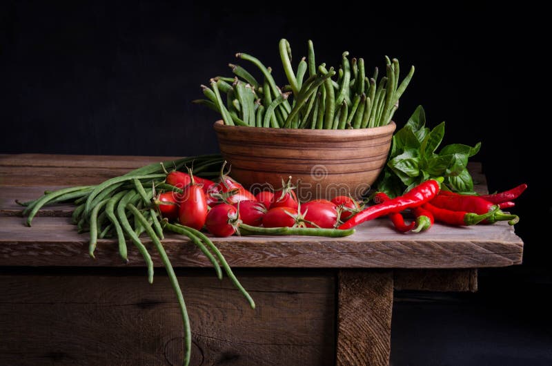 Vegetable. Fresh Vegetables on Rustic Table Stock Photo - Image of food ...