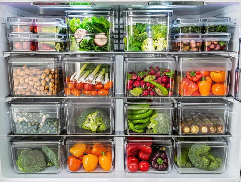 Vegetable Fridge Stock stock photo. Image of meal, containers - 378007768