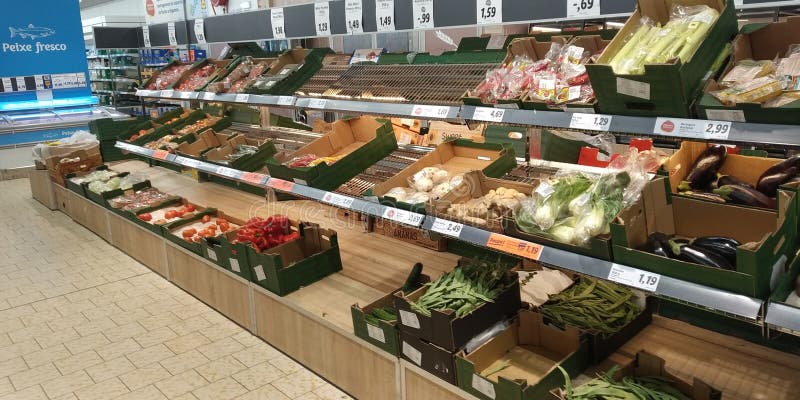Vegetable and Fruit Counter Supermarket Editorial Stock Photo - Image of fruit, empty: 339568793