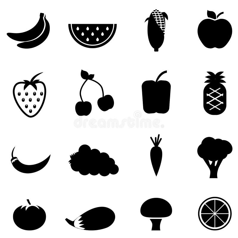 Vegetable and fruit icons stock vector. Illustration of eating - 86195895